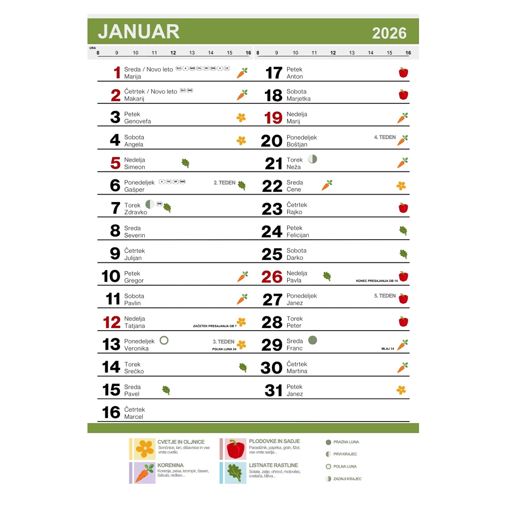 Koledar 2026 setveni stenski špirala PO MARIJI THUN - Spletna trgovina ...